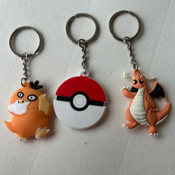 Pokemon | Other | Pokeman Keychain Set Of 3 Psyduck Pokeball Charizard ...